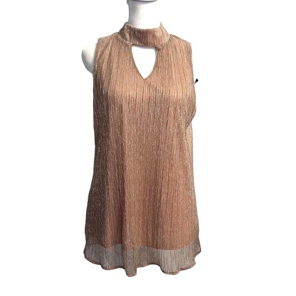 Adiva | Tops | Adiva Blush Shimmer Sleeveless High Neck Layered Top ...